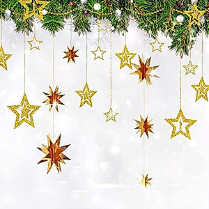 Rose Gold Circle Dot Garland StreamersTwinkle Star Party Decoration Glitter Paper Hanging Bunting Banner Backdrop Wedding/Anniversary/Baby Shower/Christmas/Birthday/Bday/Prom/Engagement/Sweet 16