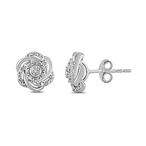 Amazon Essentials Sterling Silver Diamond 7 Stones Cluster Flower Stud Earrings (previously Amazon Collection)