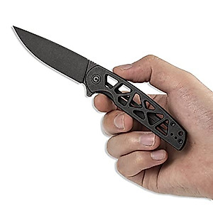 CIVIVI Perf Frame Lock Pocket Knife, Flipper Knife with 3.12" Nitro-V Drop Point Blade, Skeletonized Stainless Steel Handle C20006-B (Black)