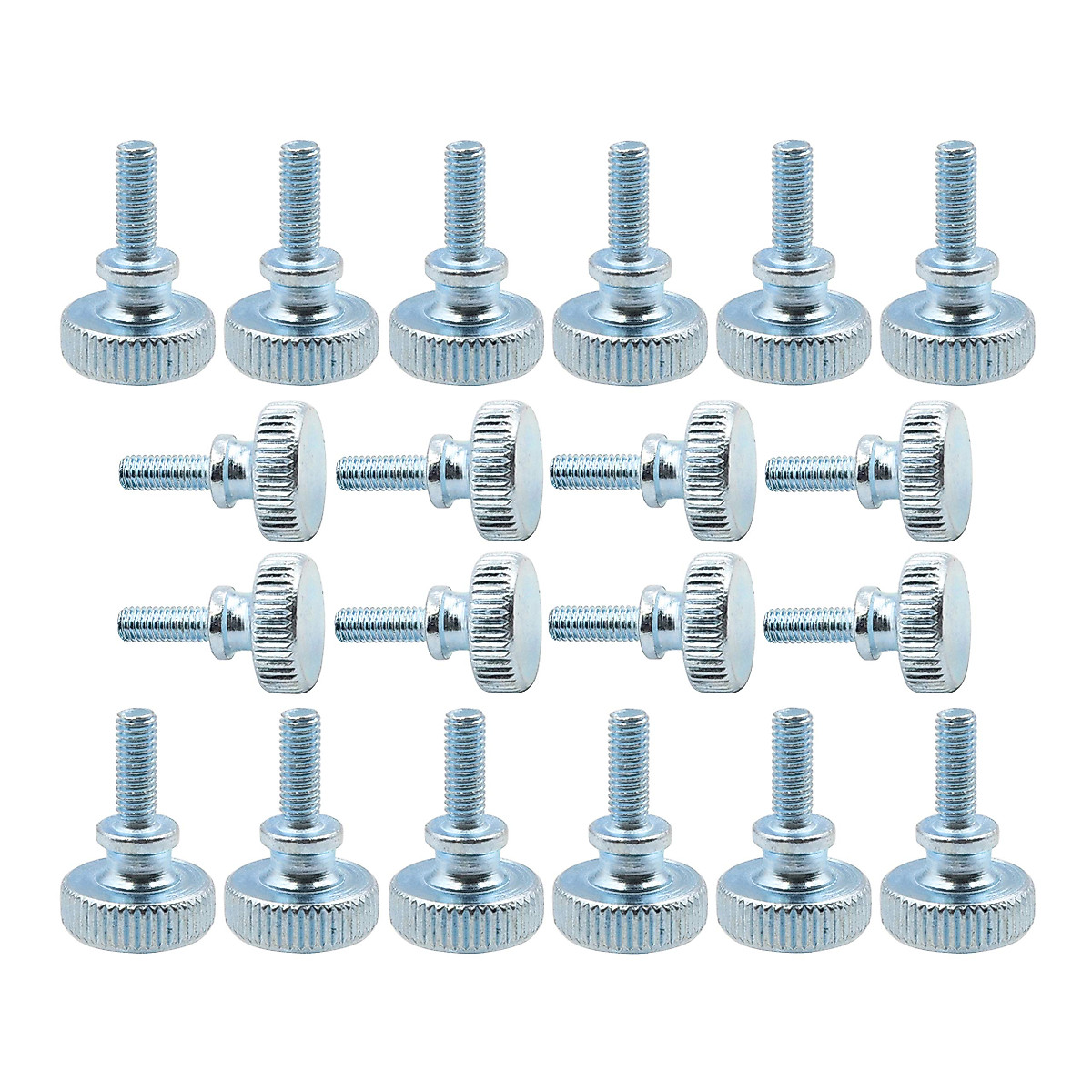 LBY 30pcs Knurled Hand Screw, M3 x 6mm Flat Knurled Head Fully Threaded Thumb Screws(Double Layer Step), Carbon Steel Galvanize