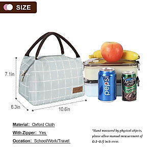 Buringer Insulated Lunch Bag Lunch Box for Women Men Adult Lunch Tote for Work Picnic Travel (Green Plaid)