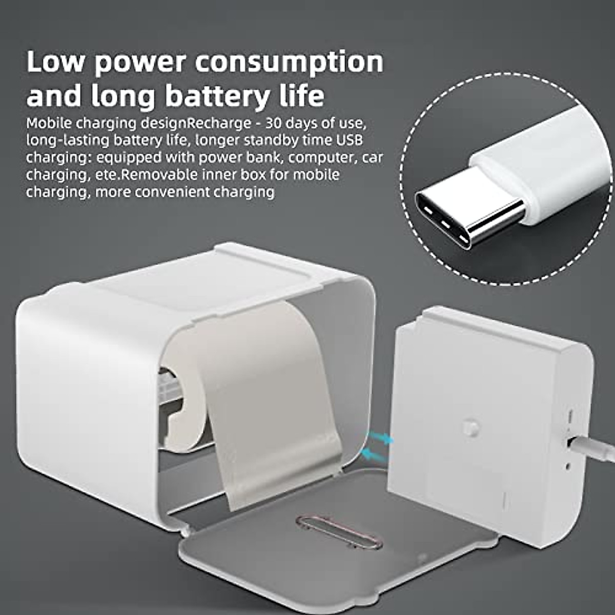 Automatic Touchless Toilet Paper Dispenser, Household Intelligent Induction Punch-Free Toilet Paper Holder Dispenser Wall Mount Paper Towel Dispenser for Kitchen, Bathroom, Toliet (Grey)