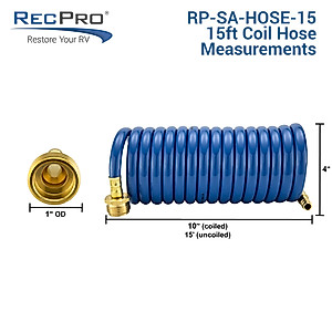 RecPro RV Exterior Spray Port Hook-Up Connector | Optional Hose with Sprayer or Quick Connector | RV Exterior Shower Port (Black, 15' Hose and Sprayer)