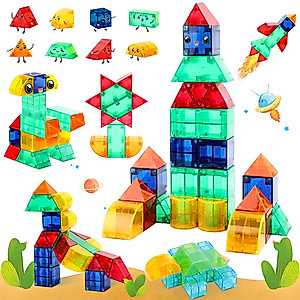 VATOS Magnetic Building Blocks 3D STEM Magnet Tiles Building Toys for Kids 44 PCS Creativity Educational Cubes Develop Motor Skills Montessori Sets Gift For Toddlers Boys Girls age 3 4 5 6 7+ Year Old