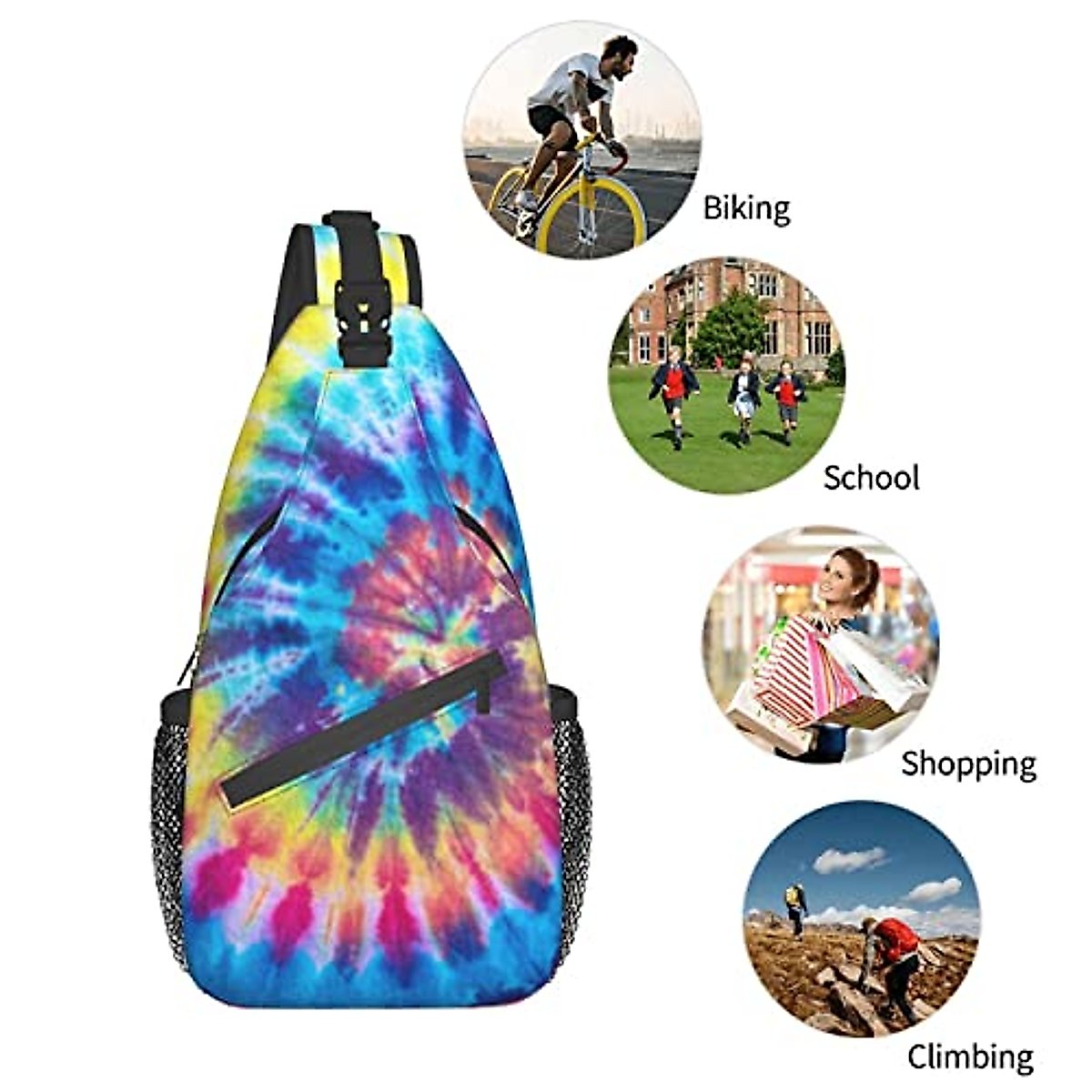 Tie Dye Sling Backpack Leisure Oblique Cross Chest Bag For Men Women,Durable Adjustable Gym Bag Cycling Traveling Hiking Daypack