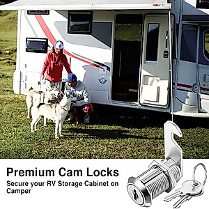 Sartatue Cabinet Cam Locks Keyed Alike, 1-1/8'' Fits on 7/8'' Max Door Thickness, Secure File Drawer Mailbox RV Storage Replacement Set, Zinc Alloy (1-1/8 Inch 2Pcs)