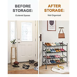 MULISOFT 2-Tier Expandable, Stackable and Adjustable Shoe Rack Organizer, Sturdy and Durable Metal Shoe Storage Organizer, Vertical Shoe Rack for Closet/Entryway/Bedroom/Dorm/Doorway