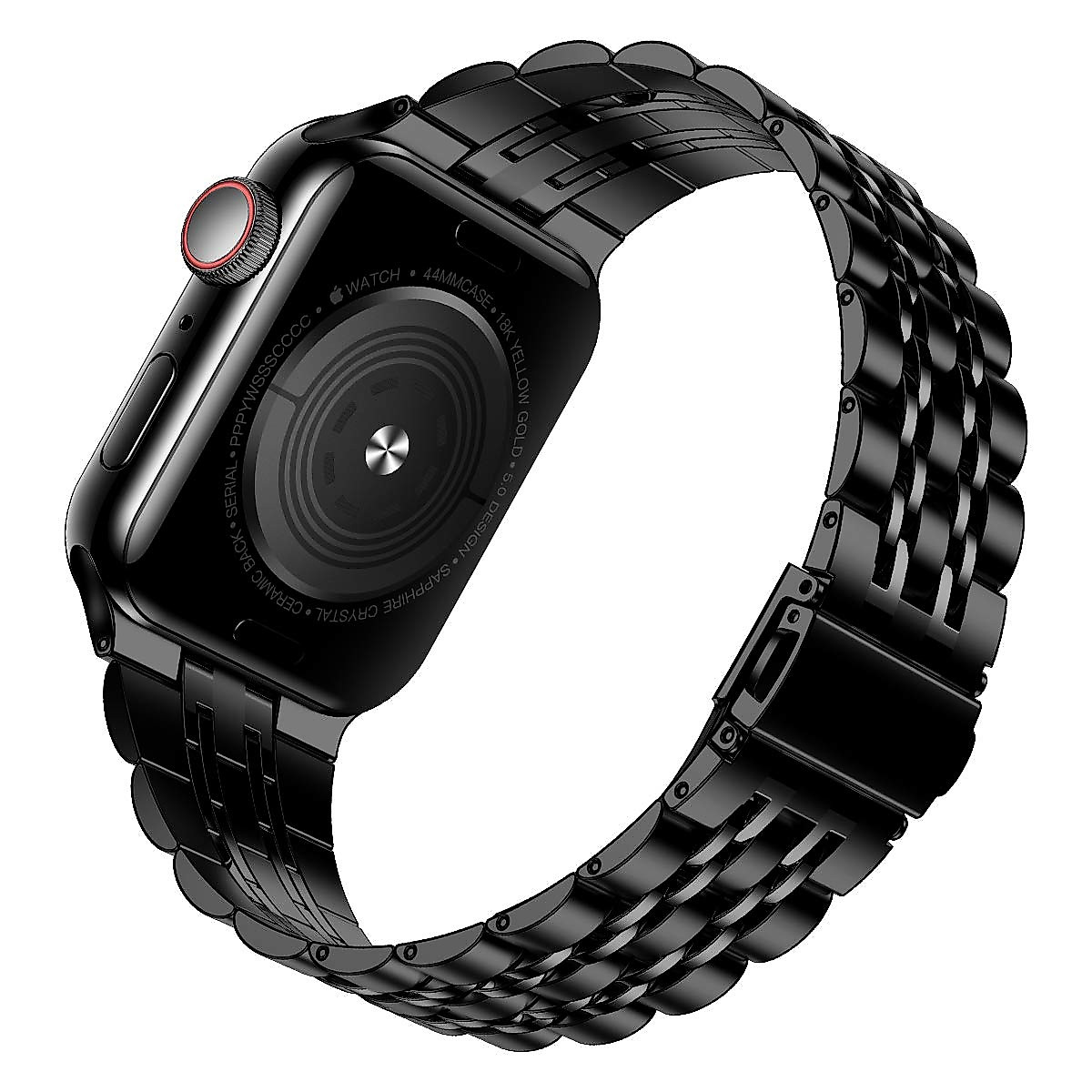 iiteeology Metal Band Compatible with Apple Watch Band 49mm 45mm 44mm 42mm, Upgraded Business Stainless Steel Link Band for Apple Watch Ultra 2/Series 9/Ultra/Series 8/7/6-7 Beads, Black