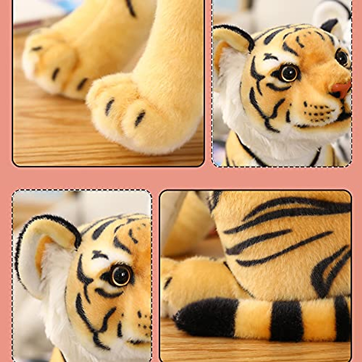 GUDVES Tigers Plush Toy Stuffed Animal Plush Cat - by Tiger Tale Toys Cute Lifelike Tiger Stuffed Animals Animals Kids Toy Gift for Boy Baby Hug Tiger - Lifelike Stuffed Animal (7.8 in, Yellow Tiger)