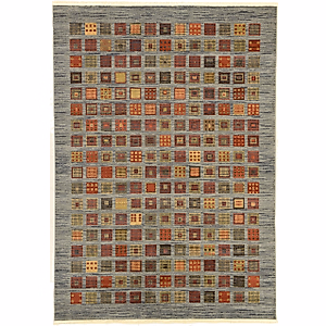 Unique Loom Fars Collection Modern Classic Geometric Tribal Inspired Design Area Rug, Rectangular 7' 1" x 10' 0", Light Blue/Navy Blue