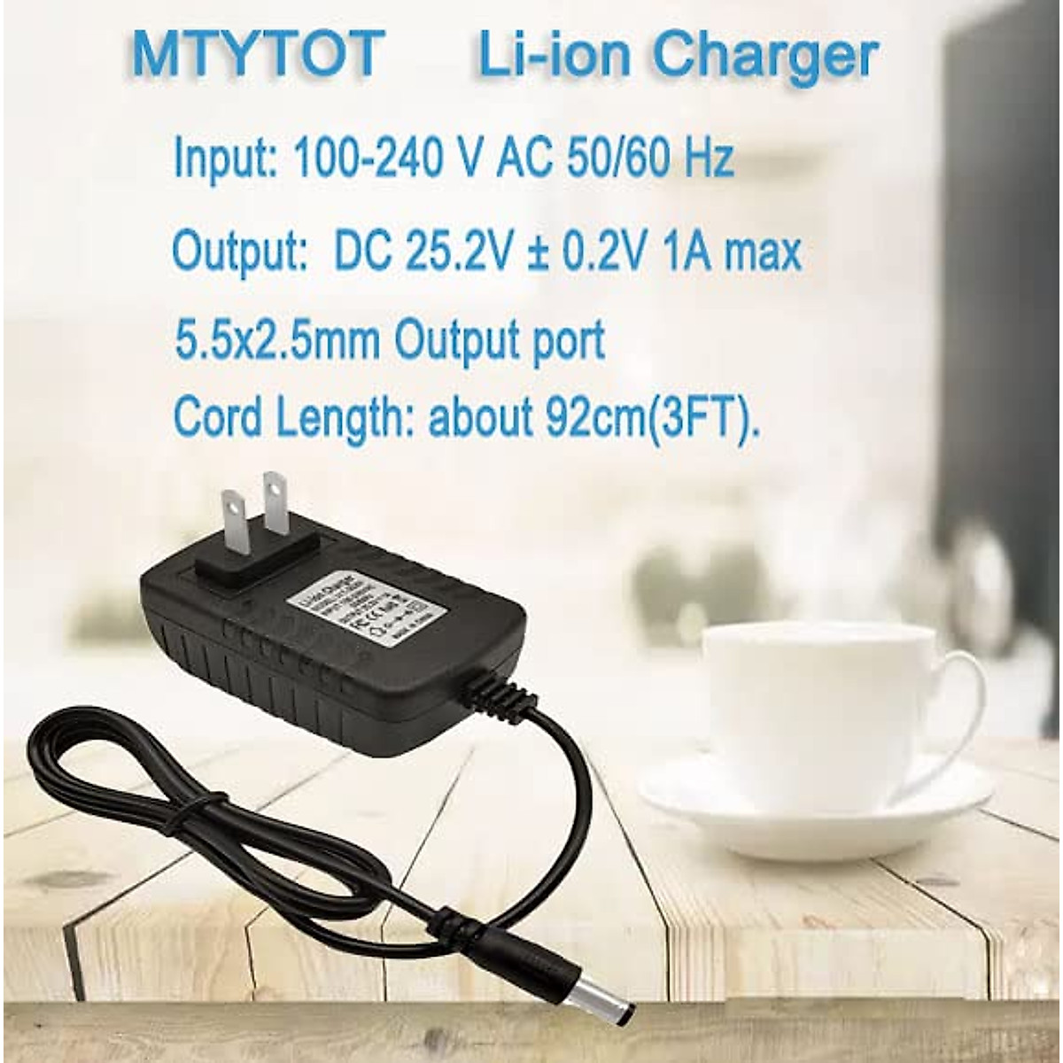 MTYTOT 25.2V 1000mA Power Supply Adapter 25.2v ac/dc Adapter 100-240V Input AC to DC 25.2 Volt 1A 800mA 450mA Power Adapter Transformer 5.5mmx2.5mm US Plug