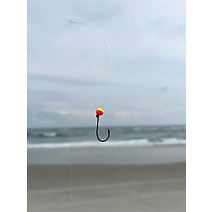 6 Pack Fluorocarbon Single Drop Surf Fishing Rigs Pompano Whiting Hand-Tied (20LB Fluorocarbon)