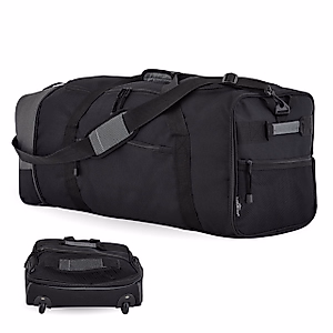 Travelers Club 32-Inch Collapsible Expandble Travel Rolling Duffel Bag, Black/Gray