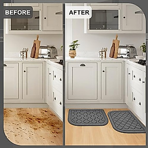 HOTBALZER 18×27 Inch Kitchen Rugs, Comfort Standing Kitchen Mats for Floor is Made of 100% Polypropylene, Kitchen Rugs and Mats Non Skid Washable for Kitchen, Floor, Office, Sink, Laundry, Grey