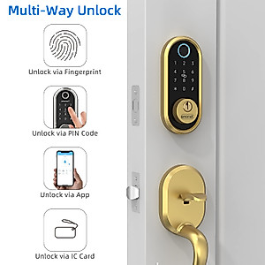 Smart Lock SMONET Bluetooth Keyless Entry Keypad Smart Deadbolt-Fingerprint Electronic Deadbolt Lock, Remote Ekeys Sharing, Easy to Install for Homes and Hotel Works with Alexa(Gateway Not Included)