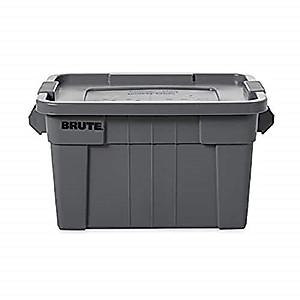 Rubbermaid Commercial Products Brute Tote Storage Container With Lid, 20- Gallon, Gray (FG9S3100GRAY)