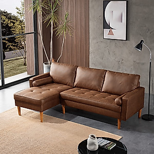 XIZZI Convertible Sectional Sofa Couch L Shaped Sofa 3-Seat Couch with Reversible Chaise for Living Room,L Shaped 83 inches Dark Brown