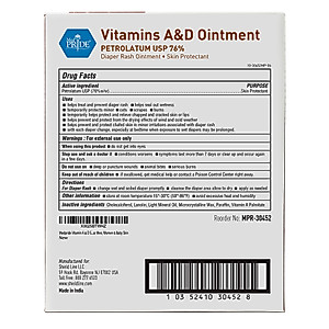 MED PRIDE Vitamins A&D Ointment Diaper Rash Cream Packets Adults AD Skin Protectant 5g Packets 144 Ct Lanolin & Petrolatum for Chafing Cuts Dry Skin