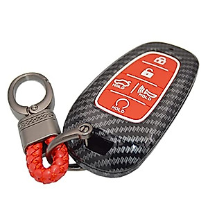 2-Layers Hybrid Carbon Key Fob Cover Case Protector for Hyundai Tucson Hybrid Se Sel Santa Fe Palisade Sonata Santa Cruz Ioniq 5 Nexo