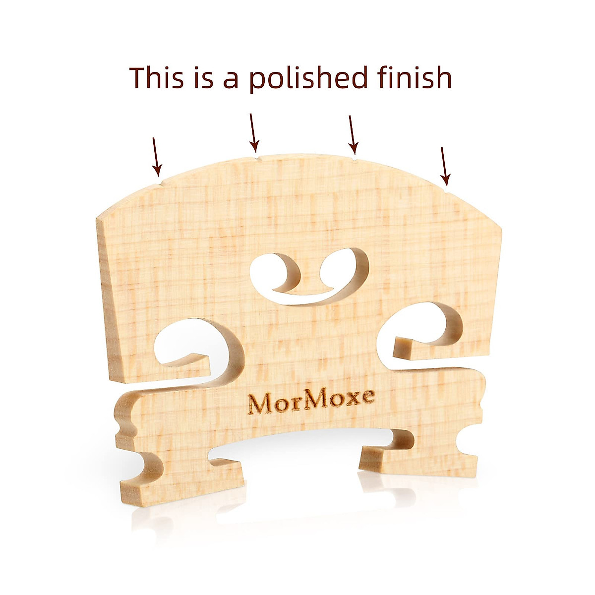 MorMoxe Violin Bridge 4/4 Full Size, Hand-Carved Maple, Direct Fit, Fully Adjusted Violin String Slots and Feet - Violin Bridge