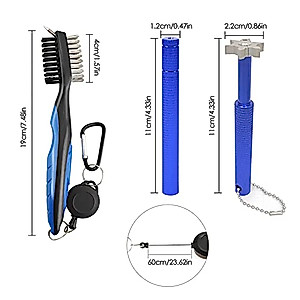 VIPMOON Golf Club Groove Sharpener Tool, Golf Club Brush Groove Cleaner with Retractable, Golf Iron Groove Sharpener for U & V-Grooves, Golf Accessories for Men (Blue)