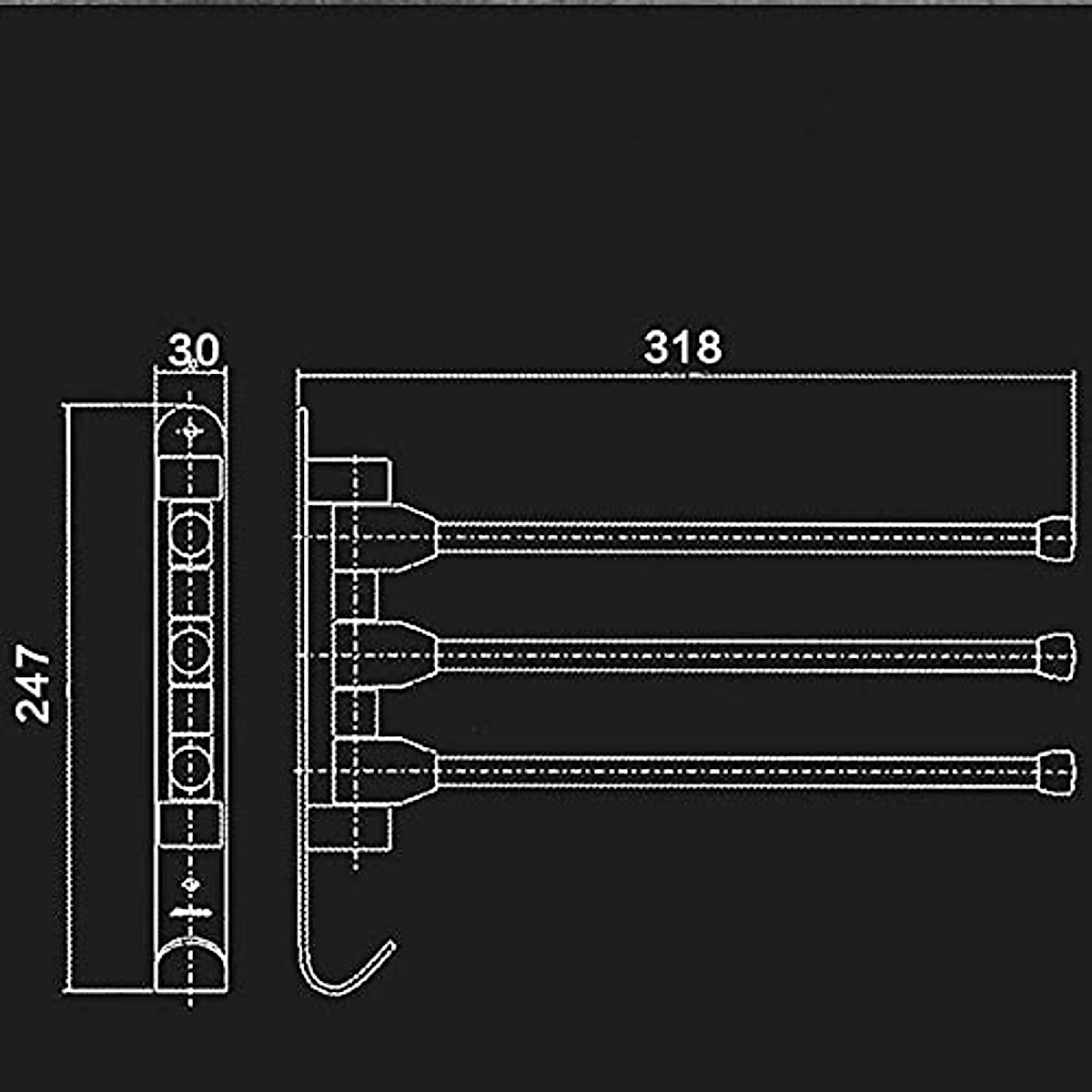 OMOONS Wall-Mounted Stainless Steel Bathroom Kitchen Towel Rack Holder with 3 Swivel Bars