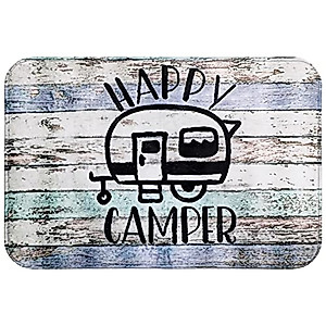 16x24 inches Happy Camper Non-Slip Doormat Bath Mat,Entrance Rug for Front Door Kitchen Floor Bath Tub Bedroom