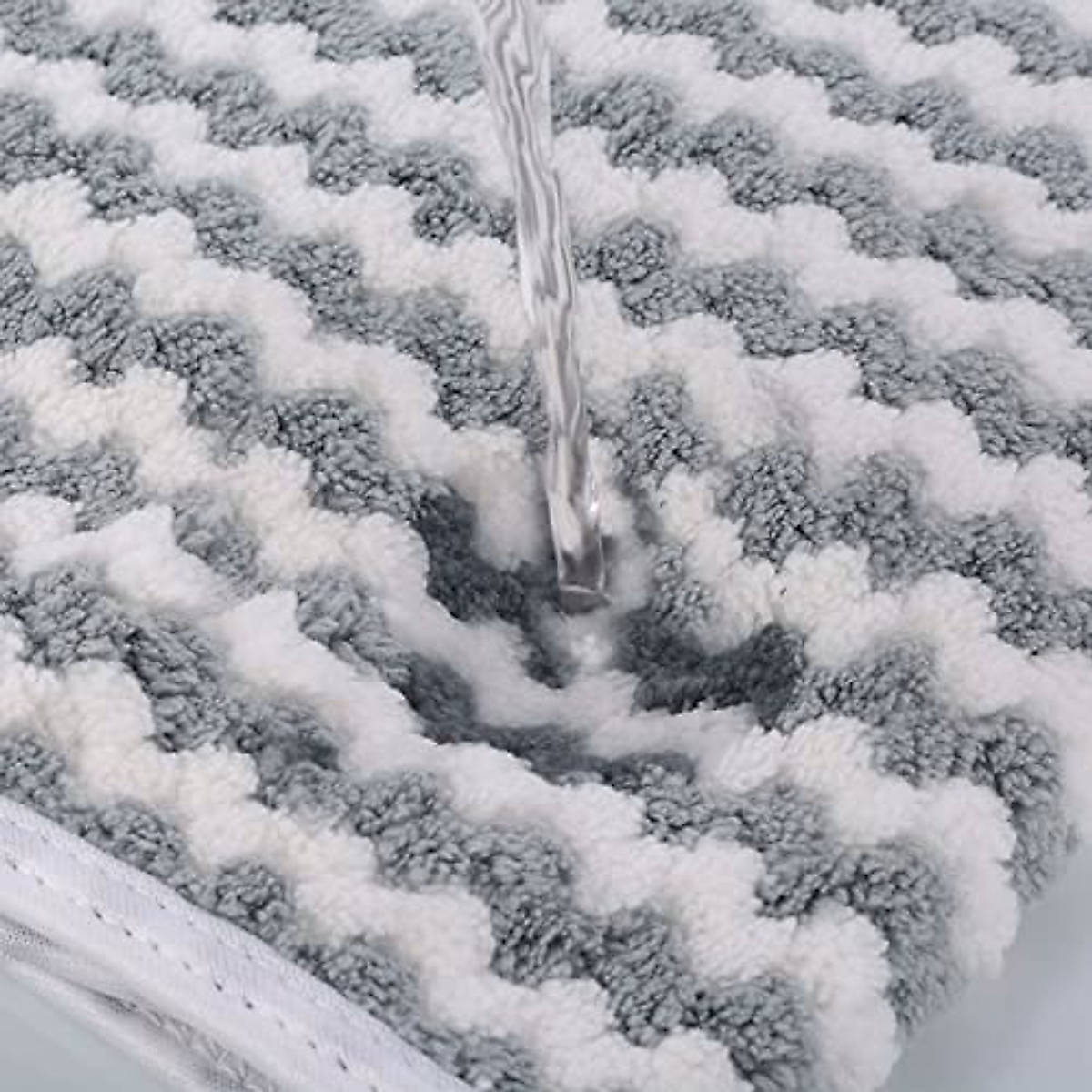 KinHwa Microfiber Hand Towels for Bathroom Super Soft Hand Towel Absorbent Striped Bathroom Hand Towels for Spa Face Gym Sports 16inch x 30inch 4 Pack Greyish-Green