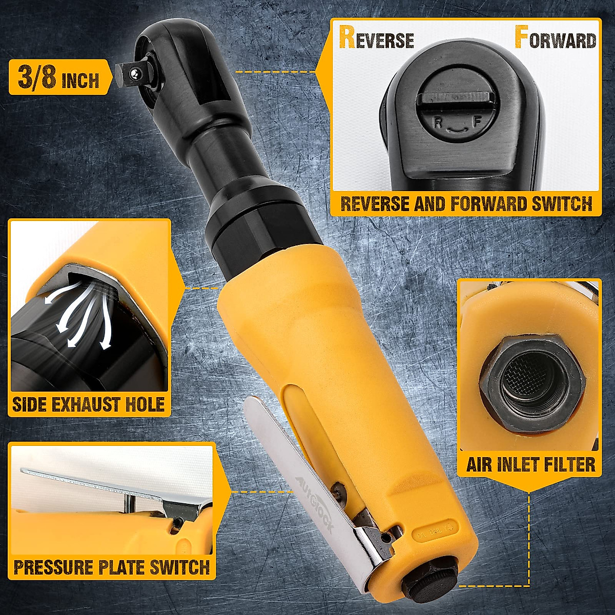 Autolock Air Ratchet Wrench, 3/8-Inch Professional Pneumatic Ratchet Wrenches