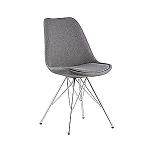 Y&K Decor Set of 2 Mid-Century Modern Side Chairs with Steel Metal Base