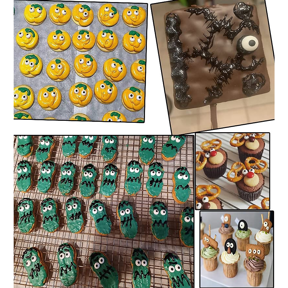 Edible Mini Candy Eyes Halloween Sprinkles Cake Cupcake Toppers Cookie Decorations Dessert Sprinkle Eyeballs Sugar Sprinkles Googly Eye for Christmas Daily Cake Decorating