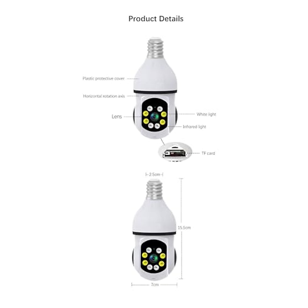 SXBCyan Wireless WiFi Light Bulb Camera,Security Camera for Home Surveillance,Spotlight E27 360 Degree Panoramic Wireless Security IP Camera (Size : 2mp Camera)