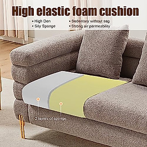 AMERLIFE Modern Sofa Couch, 24''Extra Deep Seat Sofa for Living Room, 85 inch Oversized Sofa, 3 Seat Sofa, Sectional Couch Set, Grey