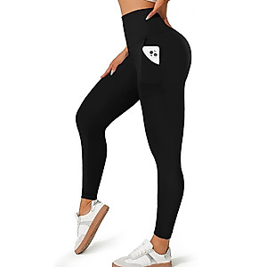 MOREFEEL Leggings with Pockets for Women, High Waisted Tummy Control Workout Black Hip Lift Yoga Pants Activewear
