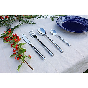 Exzact Silverware 24pcs Flatware Forged Stainless Steel - 6 x Forks, 6 x Table Knives, 6 x Tablespoons, 6 x Teaspoons - Service for 6 (24 pcs Hand Forged)