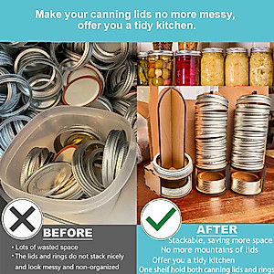 Mason Jar Lid Organizer, Wood Mason Jar Lid Storage, Canning Lid Rack Holder for Storing Mason Jar Lids and Rings, Mason Jar Accessory for Space Saving Kitchen - Fit for Regular & Wide Mouth