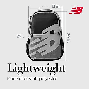 Concept One New Balance Laptop Backpack, Core Perfromance Travel Bag for Men and Women, Black, One Size