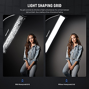 NEEWER 12"x47"/30x120cm Rectangular Softbox Quick Set up Quick Folding, with Diffusers/Beam Grid/Bag, Compatible with Aputure 120d Godox SL60w NEEWER RGB CB60 and Other Bowens Mount Lights, SF30120Q