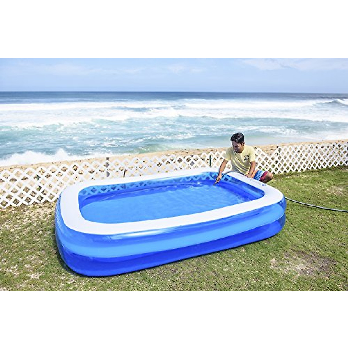 Jilong Rectangular Family Inflatable Pool for Ages 6+, Blue, 103" x 69" x 20"