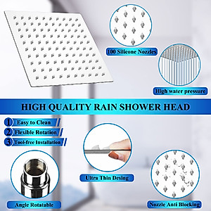 High Pressure Rainfall Shower Head, Rain Head with Height/Angle Adjustable Extension Arm and Handheld Combo, Koeka Flow Stainless Steel Powerful Spray Long Hose