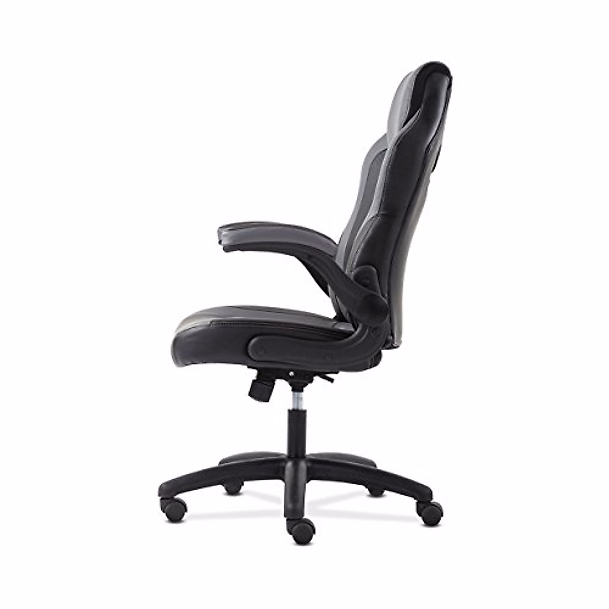 Sadie Racing Gaming Computer Chair- Flip-Up Arms, Black and Gray Leather (HVST911)