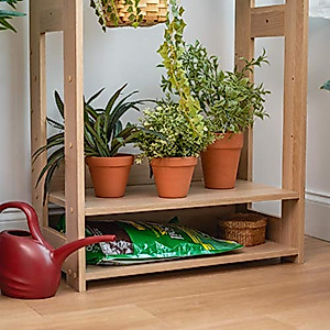 IRIS USA Open Wood Clothing Costume Garment Hanging Rack Armoire Wardrobe Dresser Organizer with Shoe Shelves and Side Hook, for Nursery, Kids Room, Closet, Dress-Up Center, Small Spaces, Light Brown