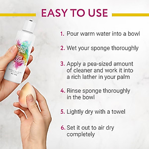 IMPRESA Makeup Sponge Cleaner - 8 oz - Removes Tough Stains, Residue, and Build-Up - Compatible with Foam Makeup Sponges and Beauty Blenders - Fragrance-Free and Dye-Free