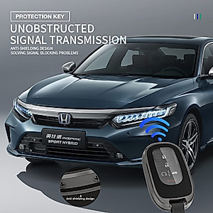 YIJINSHENG Honda Key Fob Cover with Leather Keychain, Metal Shell & Soft TPU Full Protection Key Case for Honda Accord, Civic, CR-V, HR-V, Pilot, Sport, EX, EX-L, Touring 2022-2023