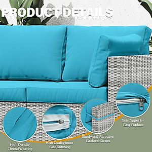 Pakunoda 8 pcs Outdoor Cushion Slipcovers Outdoor Patio Cushions Covers Replacement Waterproof with Zipper w/3 Seat Cushion Covers and 5 Backrest Pillow Covers, Covers Only