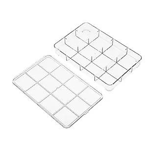 Juvielich Clear Plastic Organizer Box,12 Grids Fixed Storage Container Jewelry Box for Beads Art DIY Crafts Jewelry Fishing Tackles 9.06" x 5.91" x 1.57"(LxWxH) 1PCS