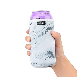 CM Soft Neoprene 16 Fl Oz Can Sleeves Insulators Can Covers for 16 Fluid Ounce Energy Drink & Beer Cans, Marble Pattern, 4 Pcs