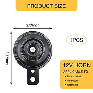 ZBGUN 1 PC Car Snail Horn Whistle, 3.7In x 2.5In 12V Metal Round Loud Speaker Scooter Snail Horn Accessories, Universal Waterproof Durable Vehicle Disc Horn for Motorcycle Moped Dirt Bike (Black)