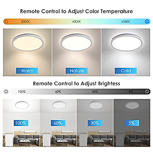 RGB Ceiling Light with Remote Control, 12 Inch Dimmable LED Flush Mount Ceiling Light, 24W RGB Color Changing Ambient Light, Modern Round Ultra-Thin Ceiling Lamp for Bedroom Kid Room Party, White