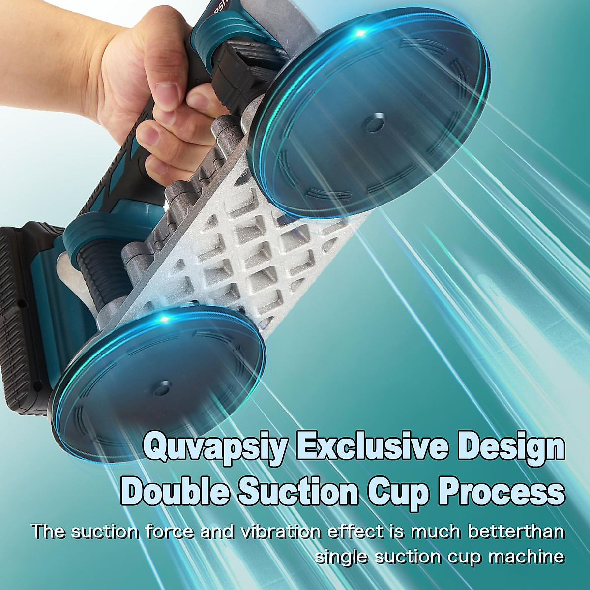 Quvapsiy Tile Vibration Machine Tool - High Performance Dual Suction Cup Tile Vibrator,2 x 12000mAh Battery, 24000r/min 6 Speed Adjustable